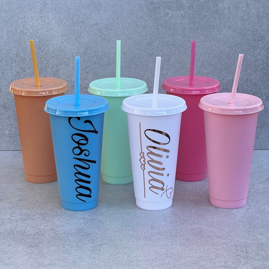 Personalised 24oz Cold Cup With Lid and Straw - Etsy