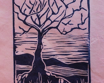 Large Tree Block Print - Etsy