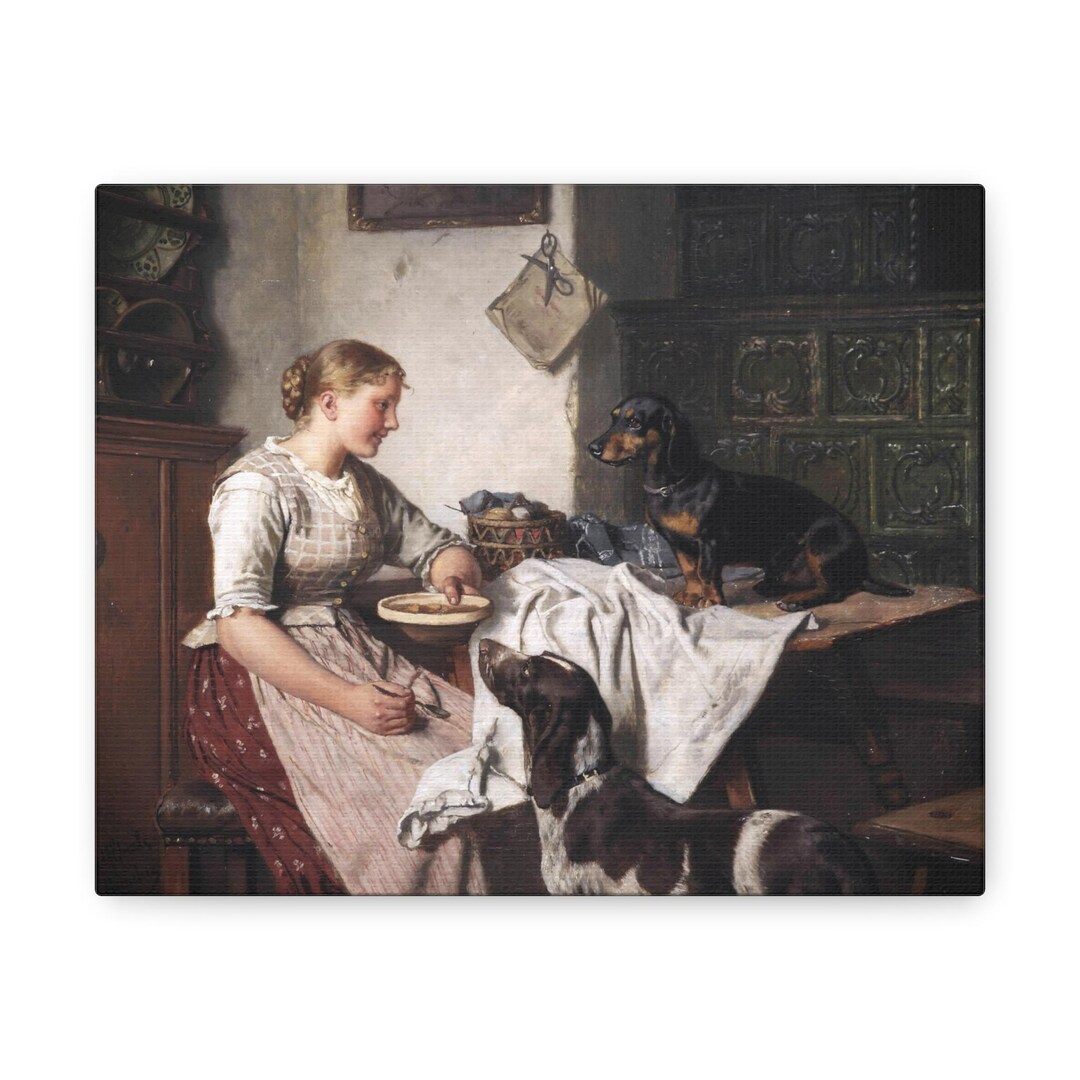 Feeding the Dogs, Adolf Eberle, 1889 Reproduction, Famous Artist ...