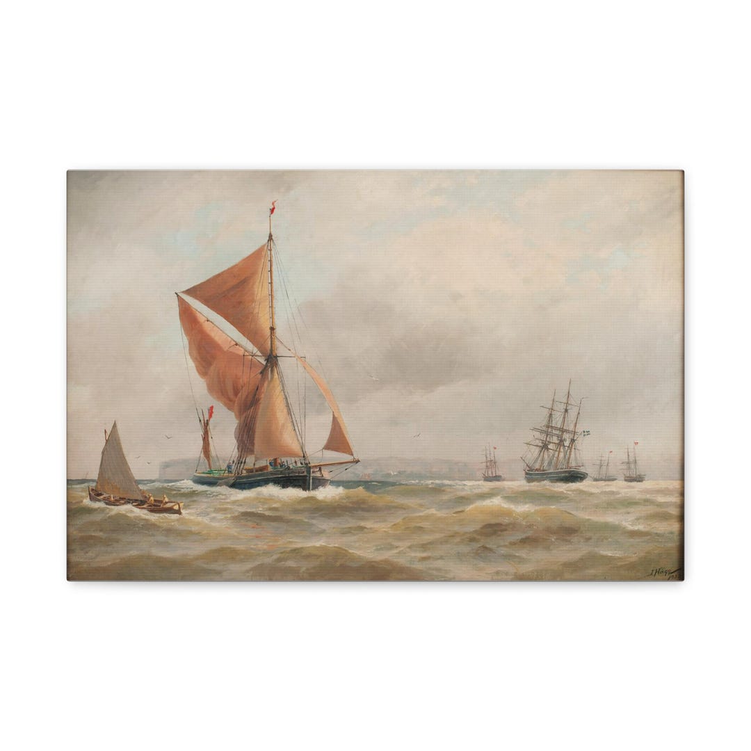 Thames Barge, Jacob Hagg, 1923 Reproduction | Gift for Dad | Marine Art ...