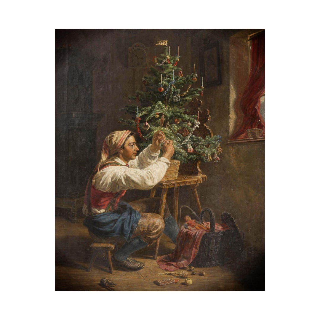 Decorating the Christmas Tree, Museum-grade Poster Repro, Festive Art ...