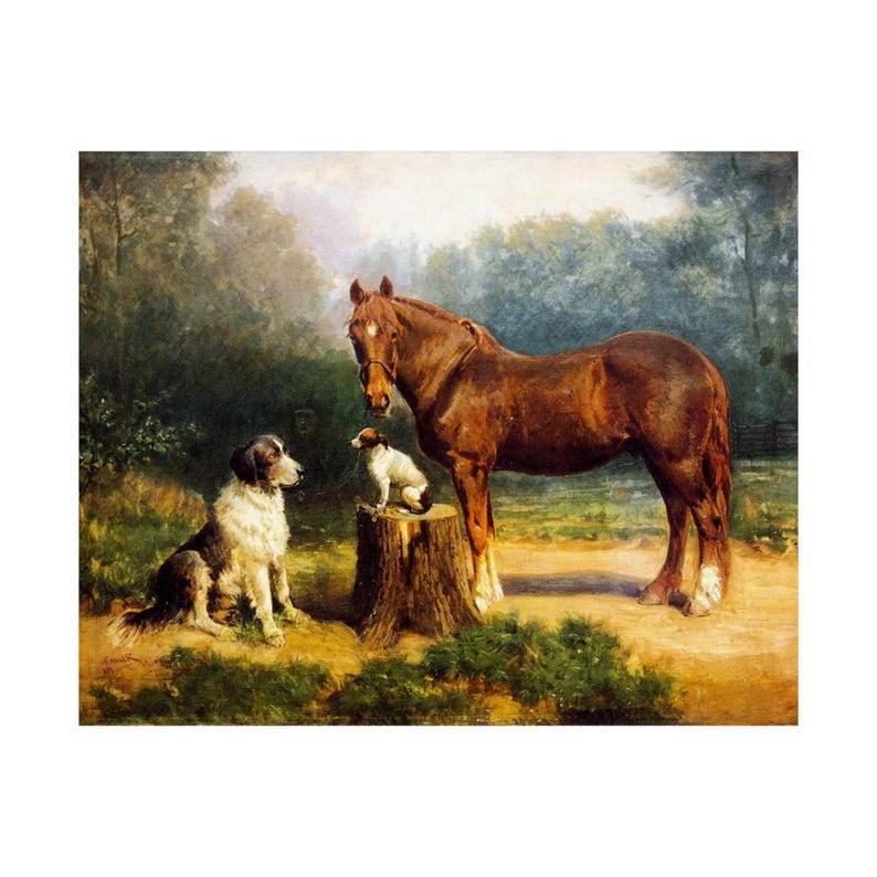 Henry Ossawa Tanner, Horse and Two Dogs 1891, Museum-grade Poster Repro ...
