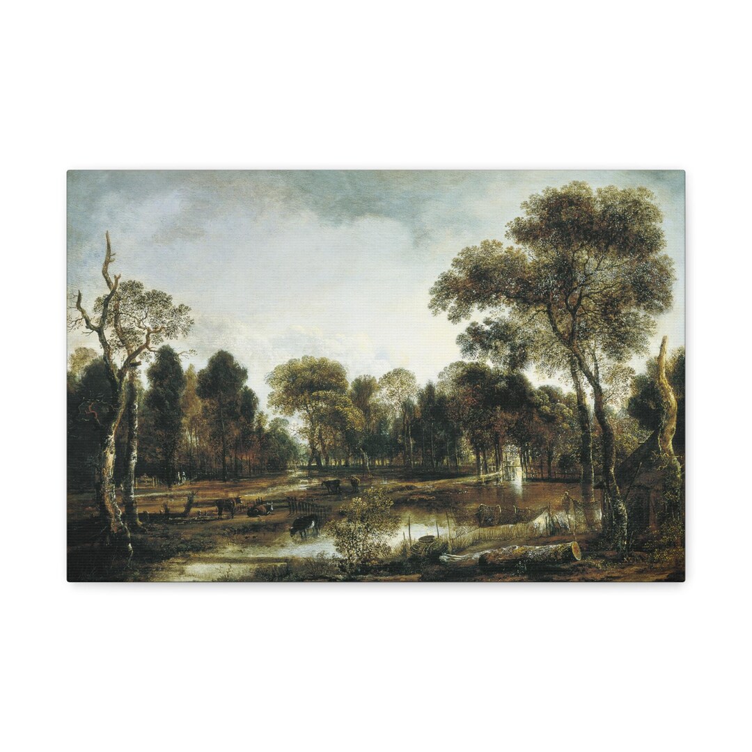 Wooded River Landscape, Aert Van Der Neer, Reproduction Famous Artist ...
