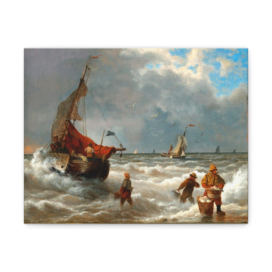 Fishermen on the Shore, Andreas Achenbach, 1903 Reproduction | Famous ...