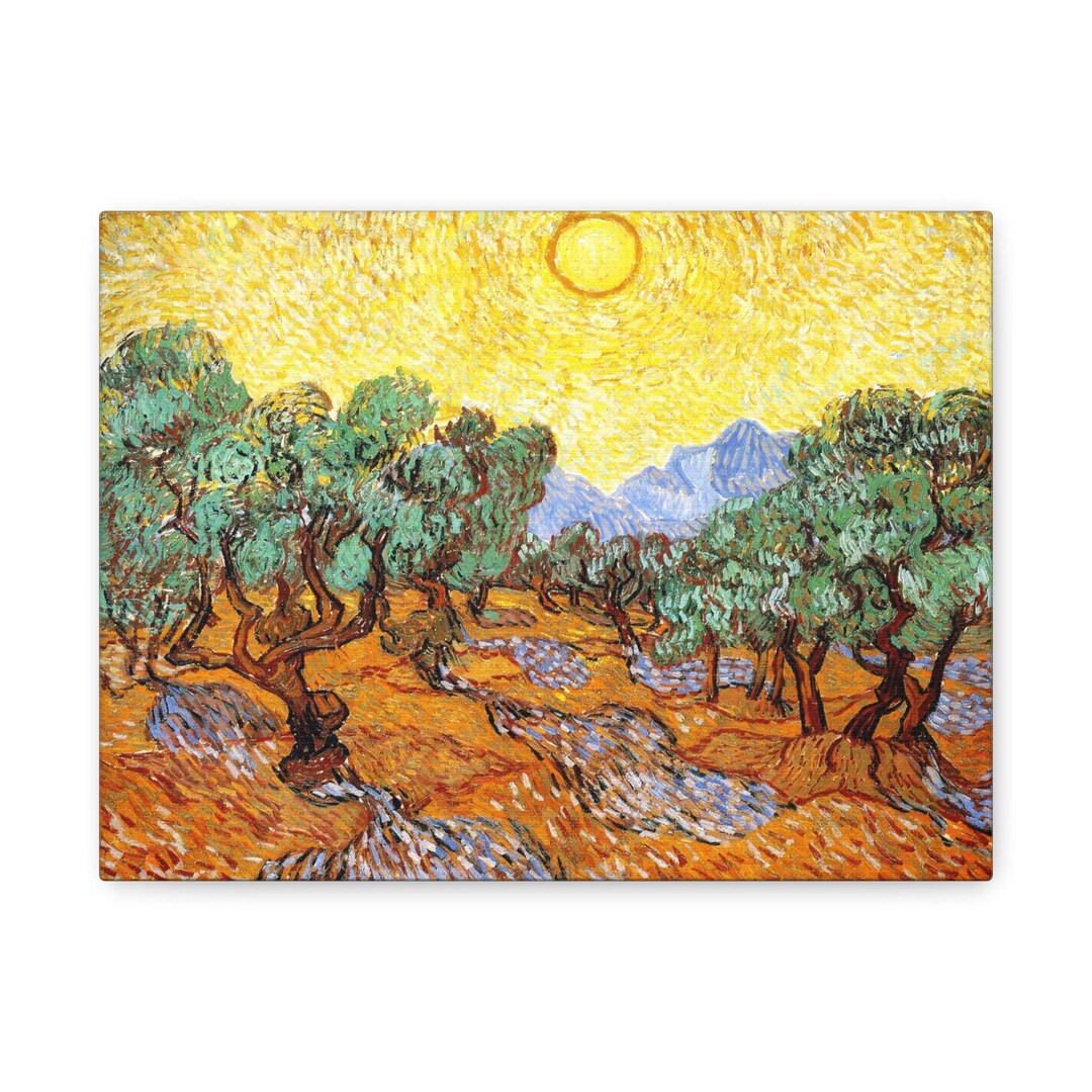 Olive Trees With Yellow Sky and Sun 1889, Vincent Van Gogh, Classic ...