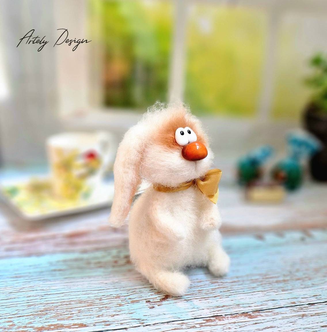 Handmade Fluffy Rabbit Decorative Figurine Unique Home Decoration - Etsy