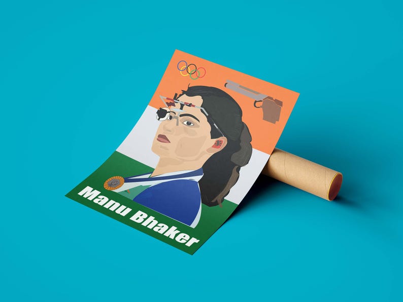 Manu Bhaker Poster Buy One Get One Manu Bhaker Olympic Bronze Medal ...