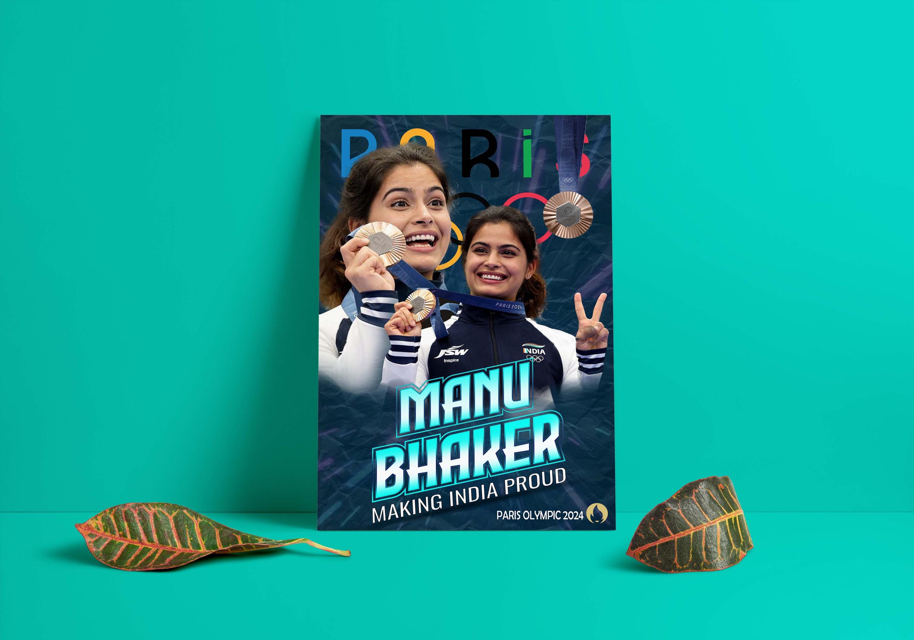 Manu Bhaker Poster Buy One Get One Manu Bhaker Olympic Bronze Medal ...