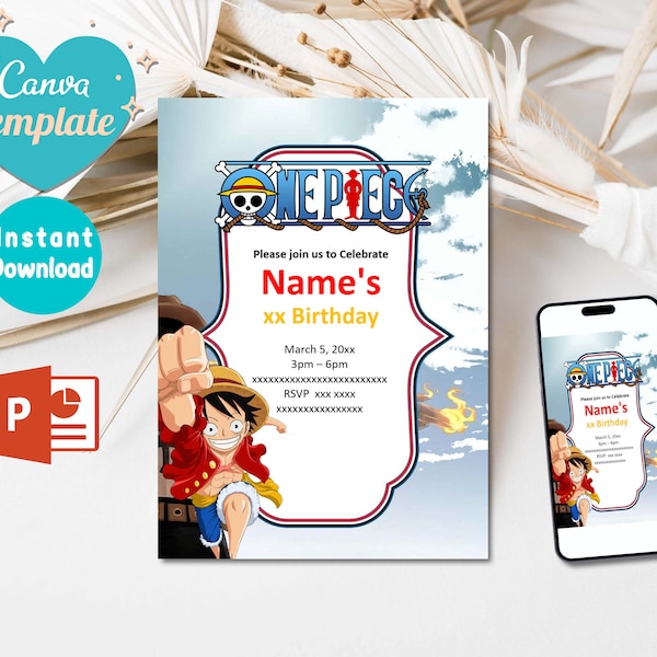 One Piece Invitation - Etsy UK