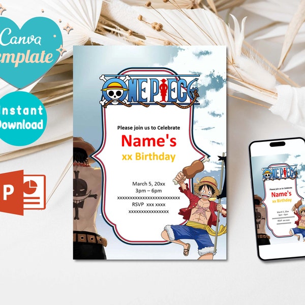 One Piece Invitation - Etsy UK