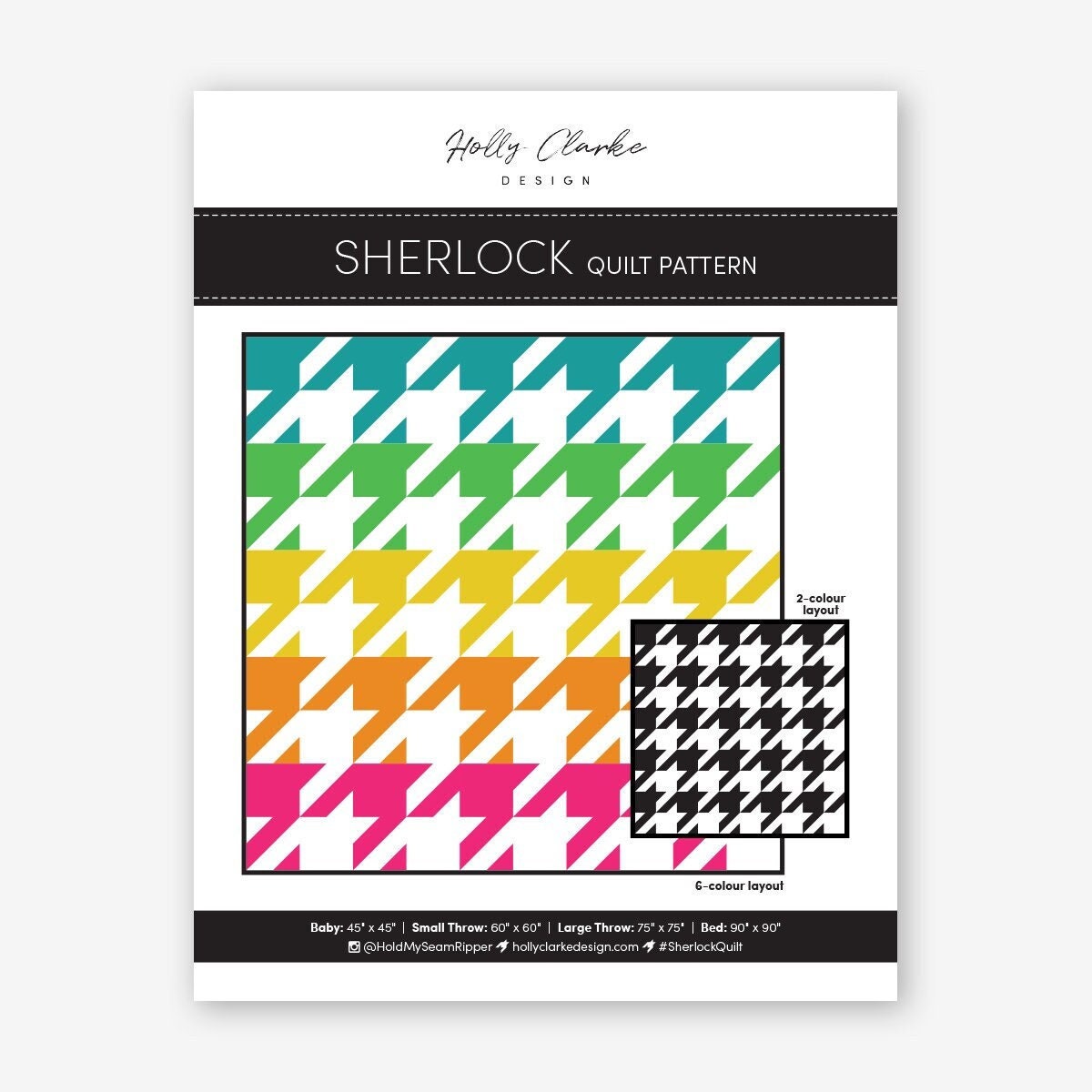 Sherlock Quilt | Modern Quilt Pattern | Houndstooth Quilt Pattern ...