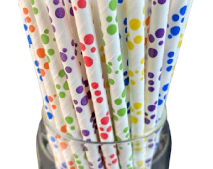 100 Paper Straws Assorted Mix Assorted Disposable Compostable Drinking ...