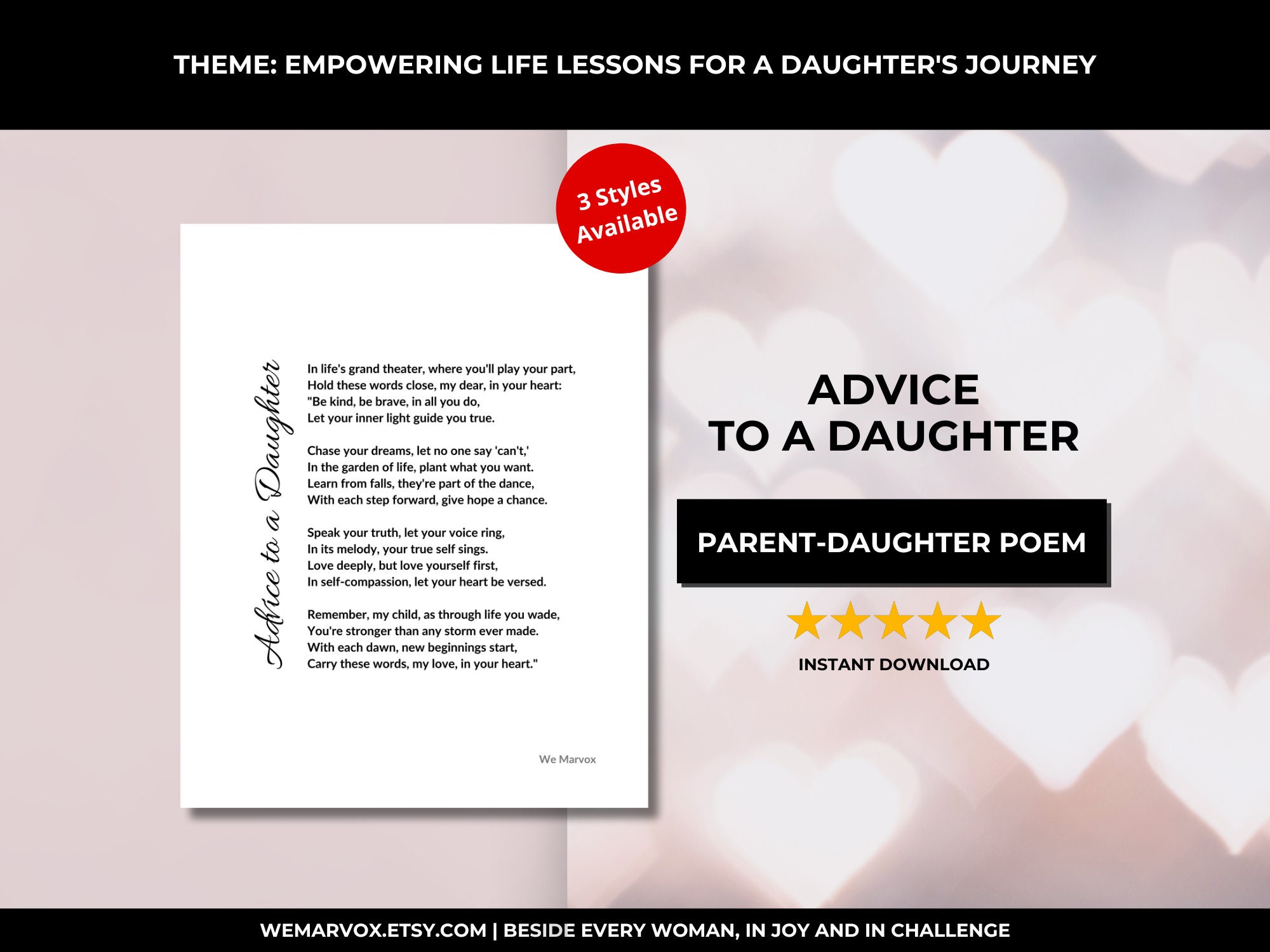 Empowering Parent-daughter Poem, Advice to a Daughter, Inspirational ...