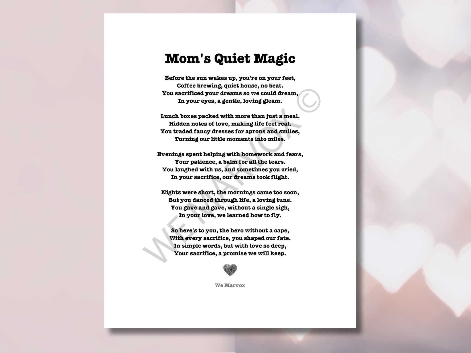 Mom Poem Printable Wall Art, Perfect Mother's Day Gift and Appreciation ...