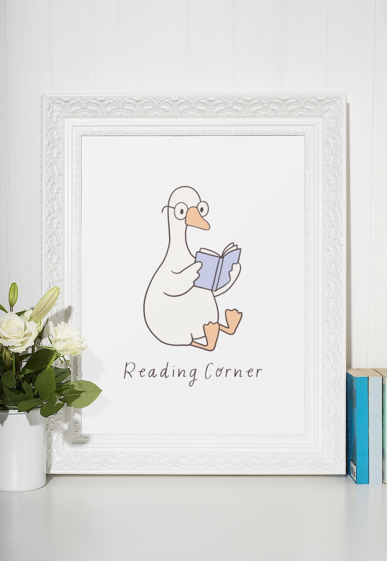 Printable Reading Goose Poster – Calm Wall Art for Therapists ...