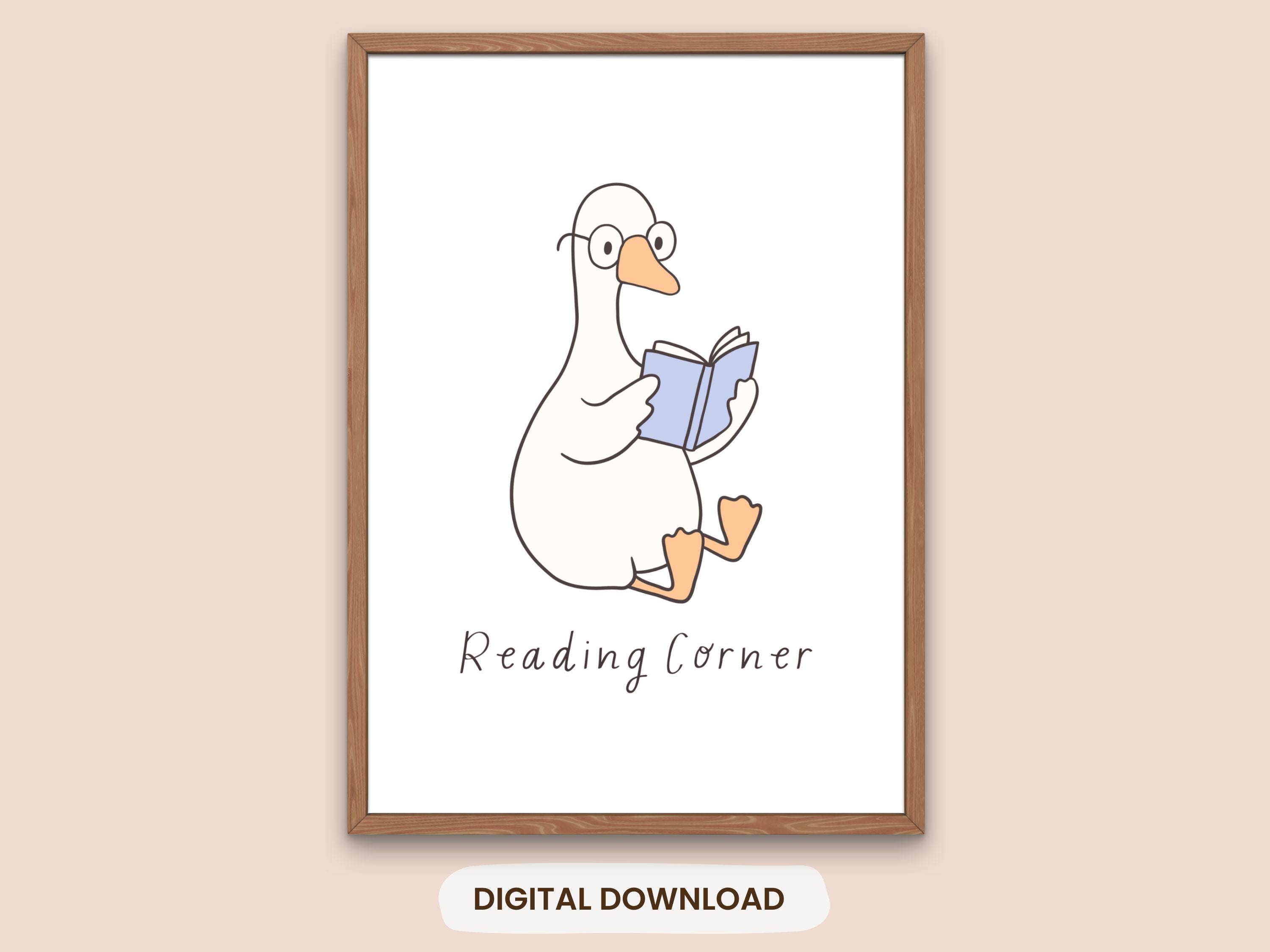 Printable Reading Goose Poster – Calm Wall Art for Therapists ...