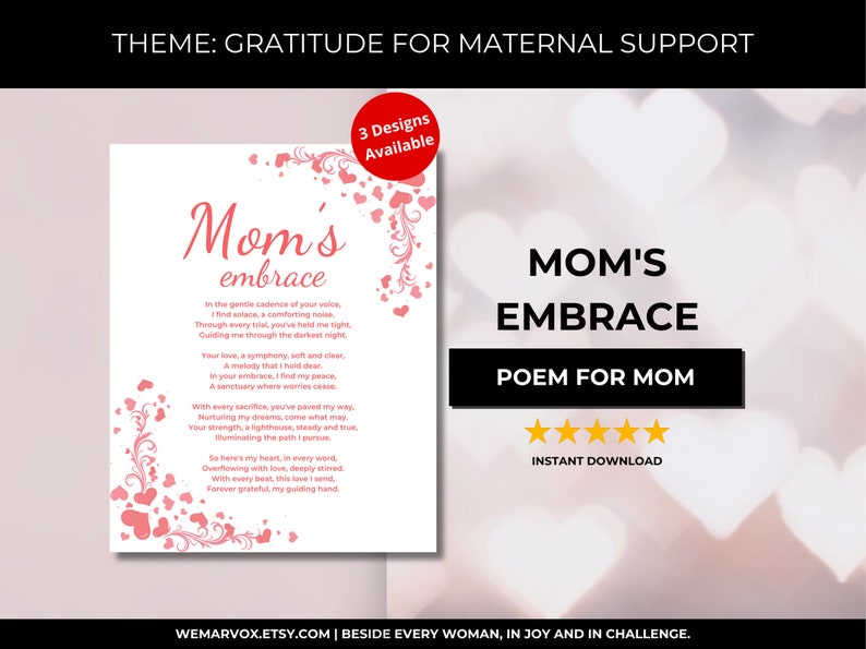 Mom's Embrace, A Heartfelt Poem for Mom, the Ultimate Mother's Day and ...