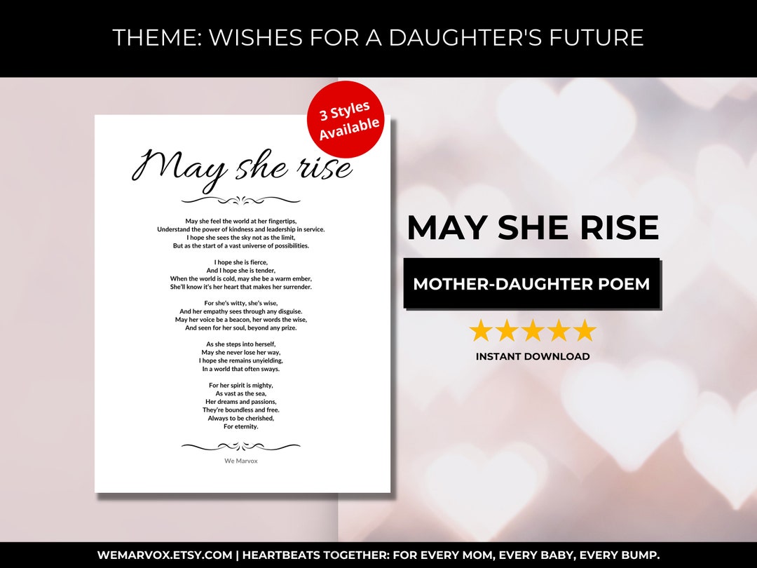 Inspirational Daughter Wall Art, 'may She Rise' Poem, Digital Download ...