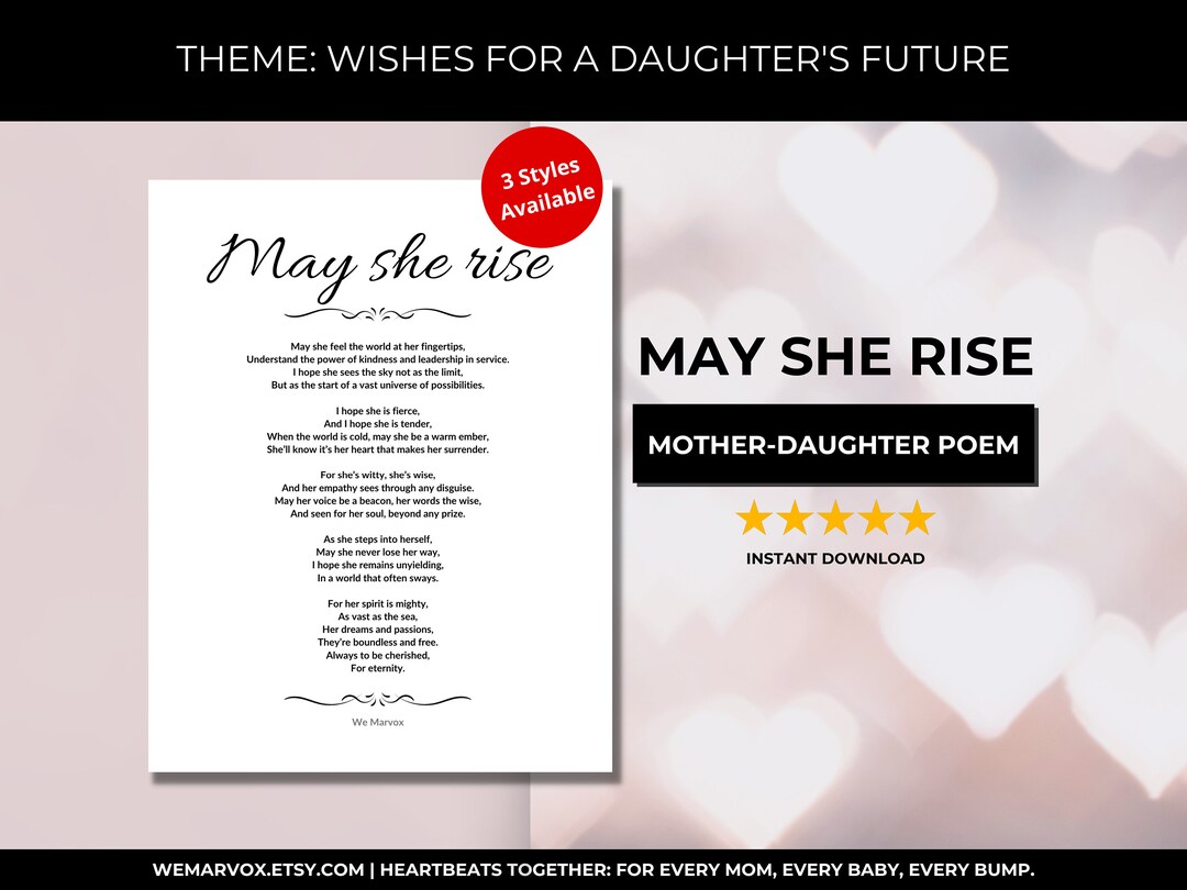 May She Rise, Inspirational Digital Download Poem for Daughters and New ...