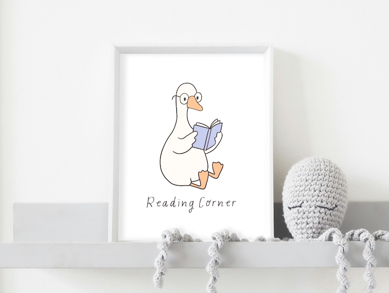 Printable Reading Goose Poster – Calm Wall Art for Therapists ...
