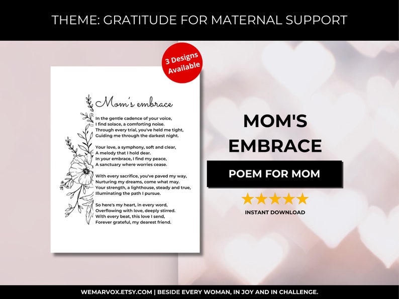 Mom's Embrace, A Heartfelt Poem for Mom, the Ultimate Mother's Day and ...