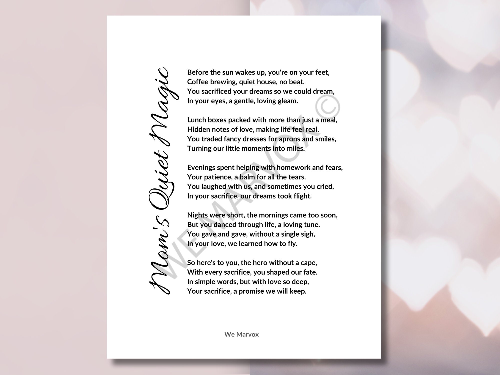 Mom Poem Printable Wall Art, Perfect Mother's Day Gift and Appreciation ...