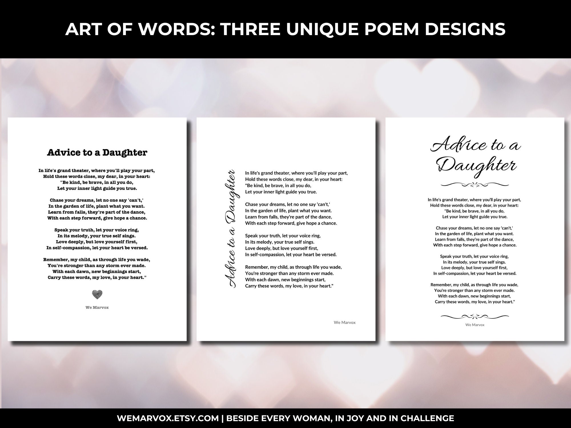 Empowering Parent-daughter Poem, Advice to a Daughter, Inspirational ...