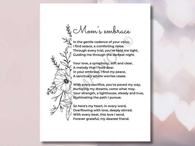 Mom's Embrace, A Heartfelt Poem for Mom, the Ultimate Mother's Day and ...