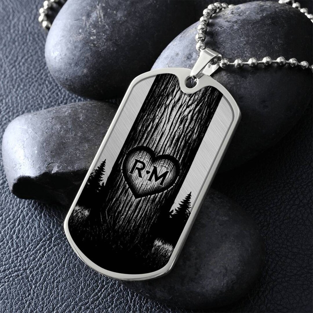 Tree of Life Necklace for Men Personalized Monogram Initial Heart Charm ...