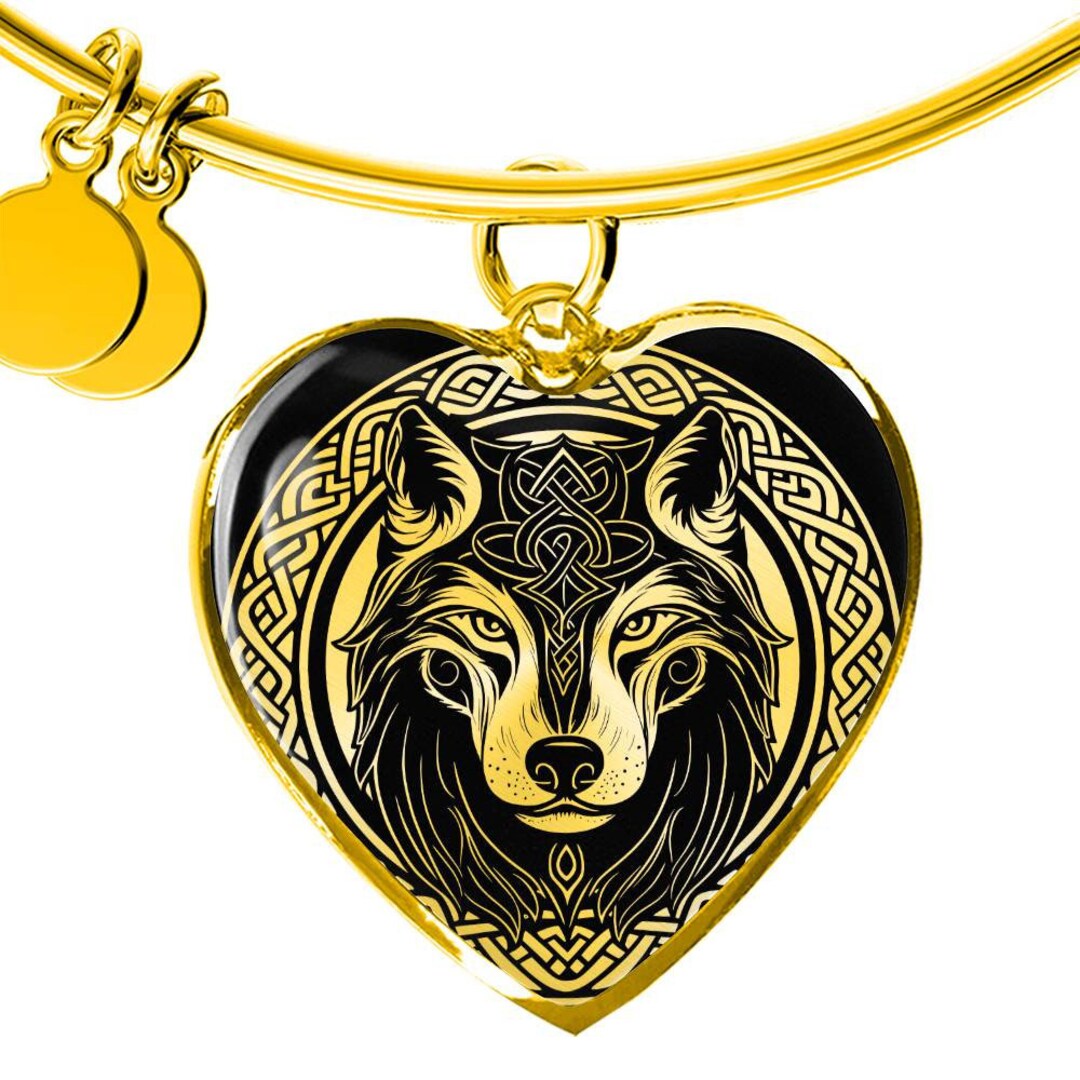Wolf Bracelet, Necklace or Keychain - Silver or Gold Celtic Jewelry ...