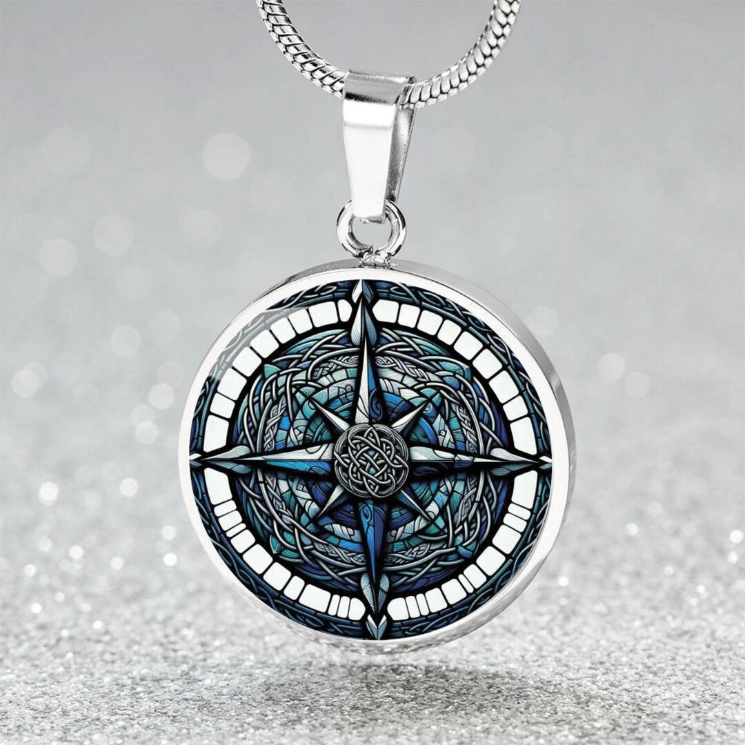 Compass Rose Pendant Necklace, Bangle Bracelet or Keychain - Gold or ...