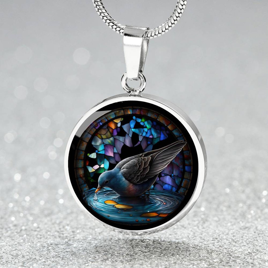 Black Dove Necklace, Personalized Bird Jewelry, Engravable Animal ...