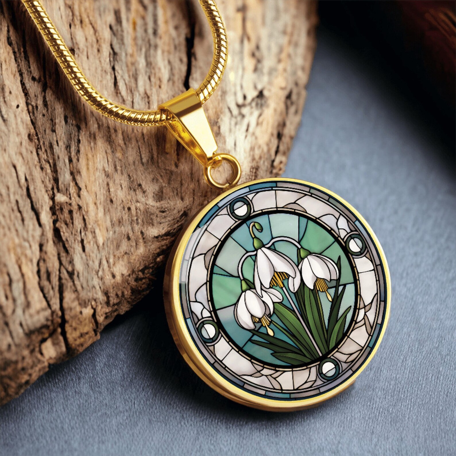 Snowdrop Birth Flower Necklace, Personalized January Birth Month Flower ...