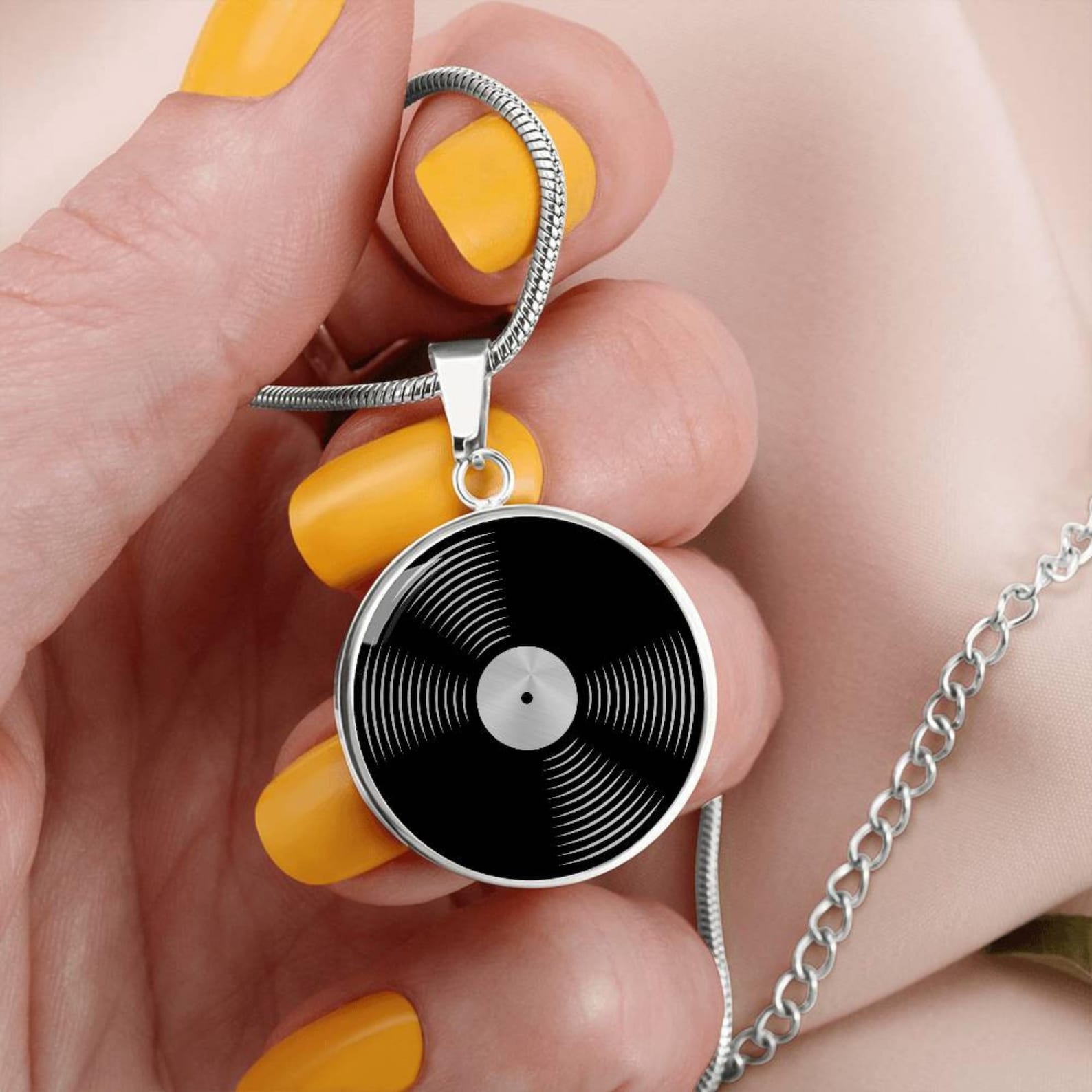 Custom Vinyl Record Necklace, Personalized Music Theme Jewelry, Gold ...