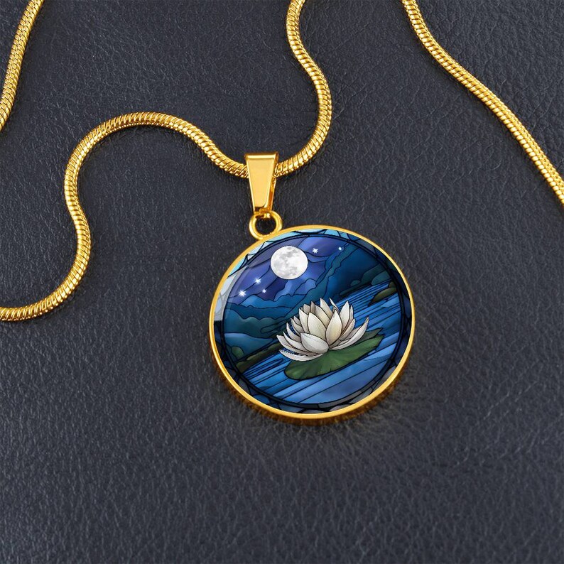 Water Lily Pendant Necklace, Bangle Bracelet or Keychain - July Birth ...