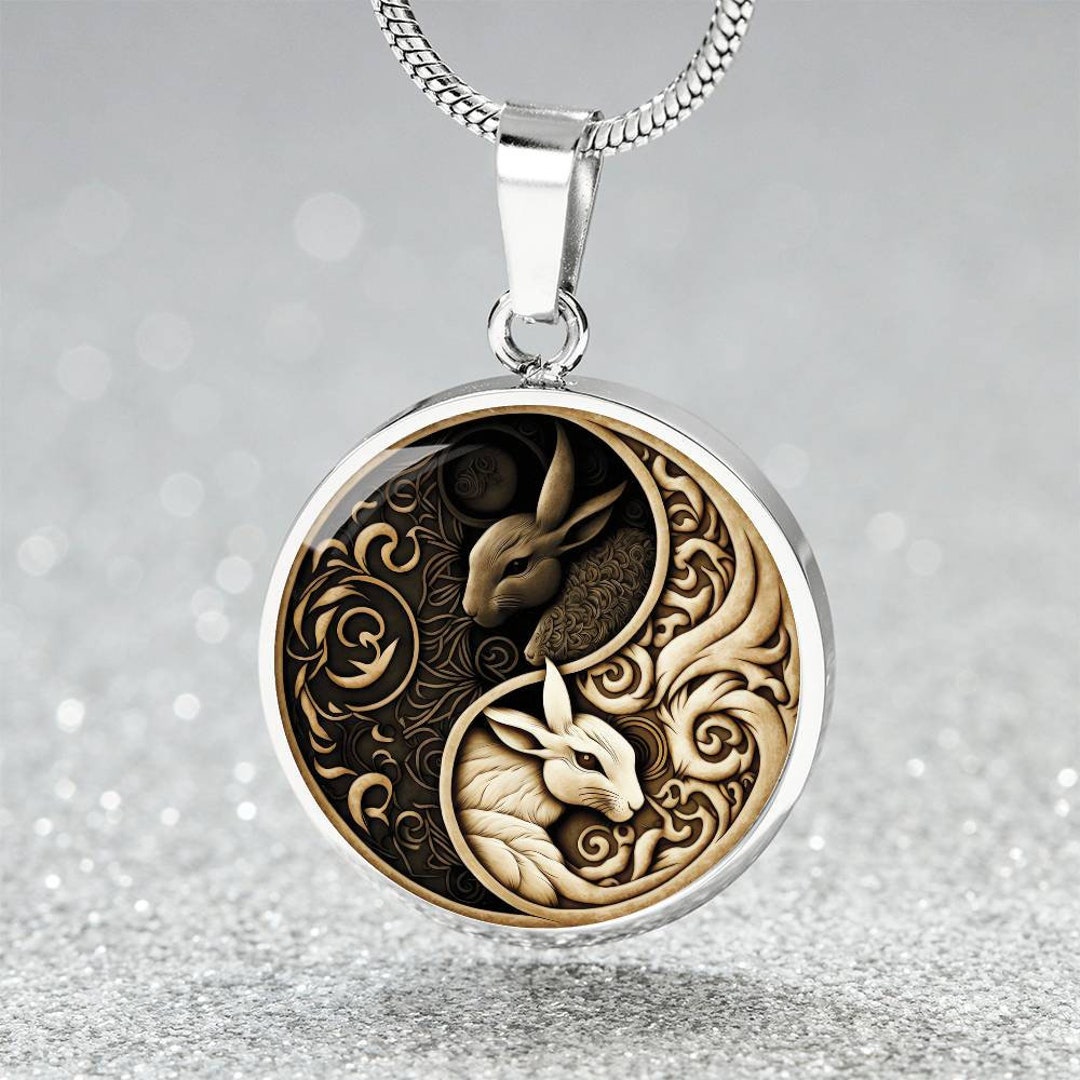 Yin Yang Rabbit Necklace, Personalized Chinese Zodiac Animal Jewelry ...