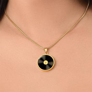 Custom Vinyl Record Necklace, Personalized Music Theme Jewelry, Gold ...