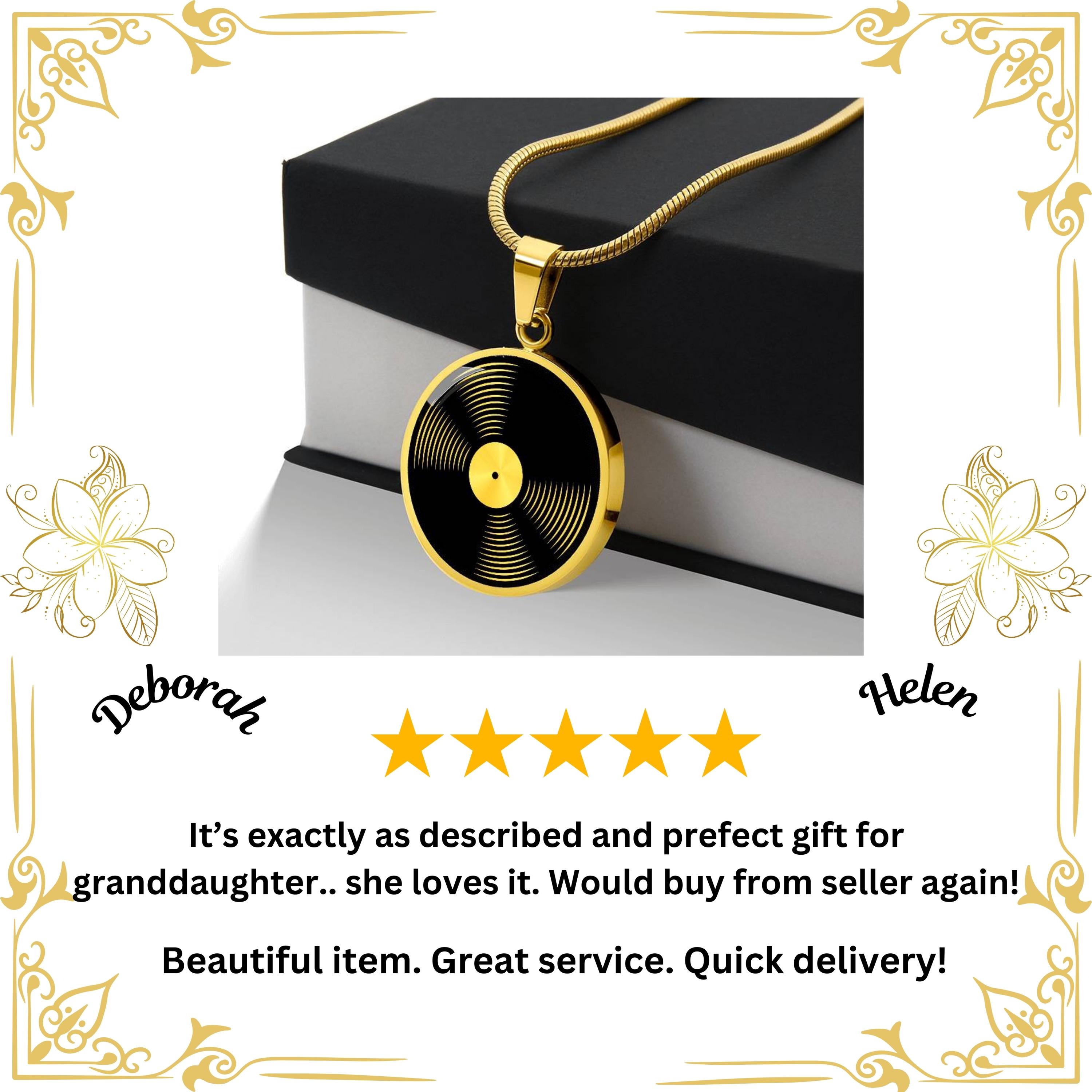 Custom Vinyl Record Necklace, Personalized Music Theme Jewelry, Gold ...
