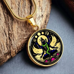 Lord Shiva Necklace, Personalized Hindu Protection Charm Pendant, Gold ...