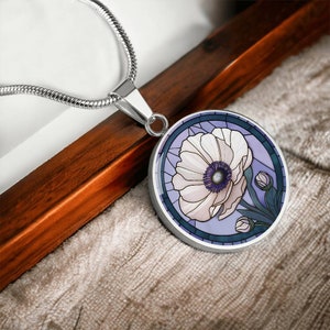 Anemone Pendant Necklace, Bangle Bracelet or Keychain - Silver or Gold ...