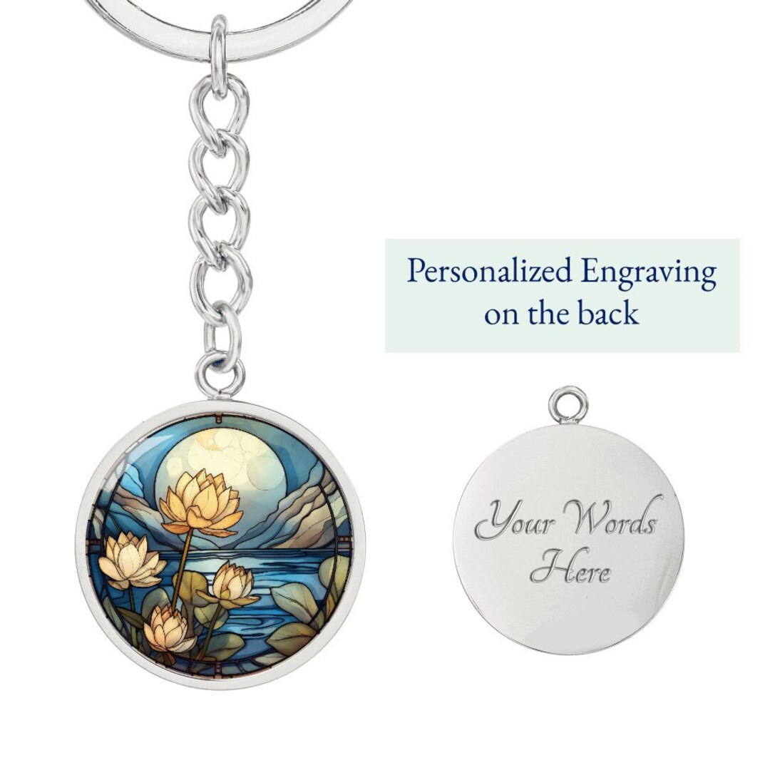 Water Lily Keychain Birth Month Flower Jewelry Plant Lover Gift ...