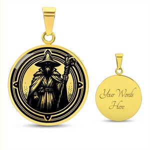 Wizard Necklace, Personalized Fantasy Jewelry, Engraved Black Mage ...