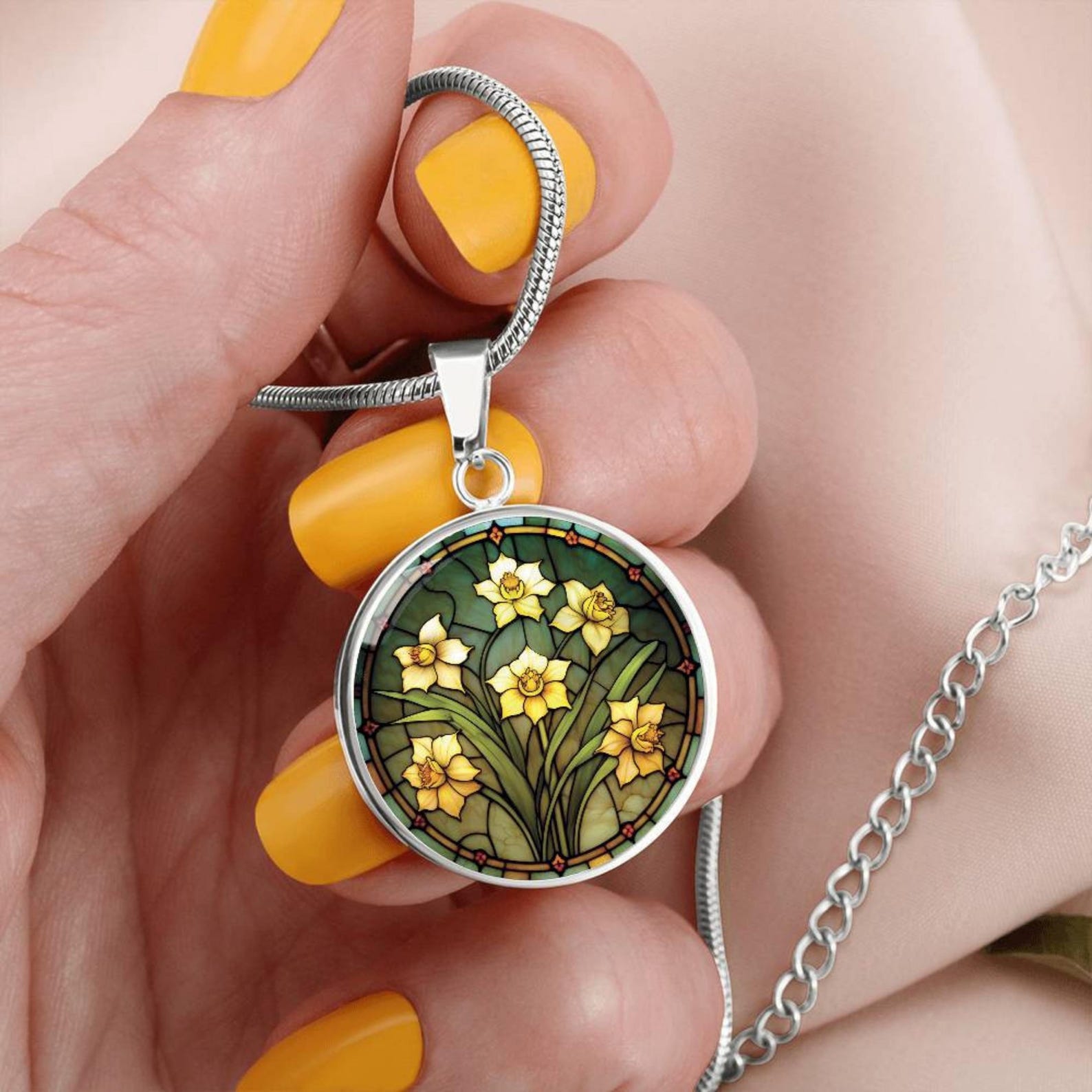 Daffodil Necklace Silver - 18K Gold Daffodil Flower Pendant Necklace ...