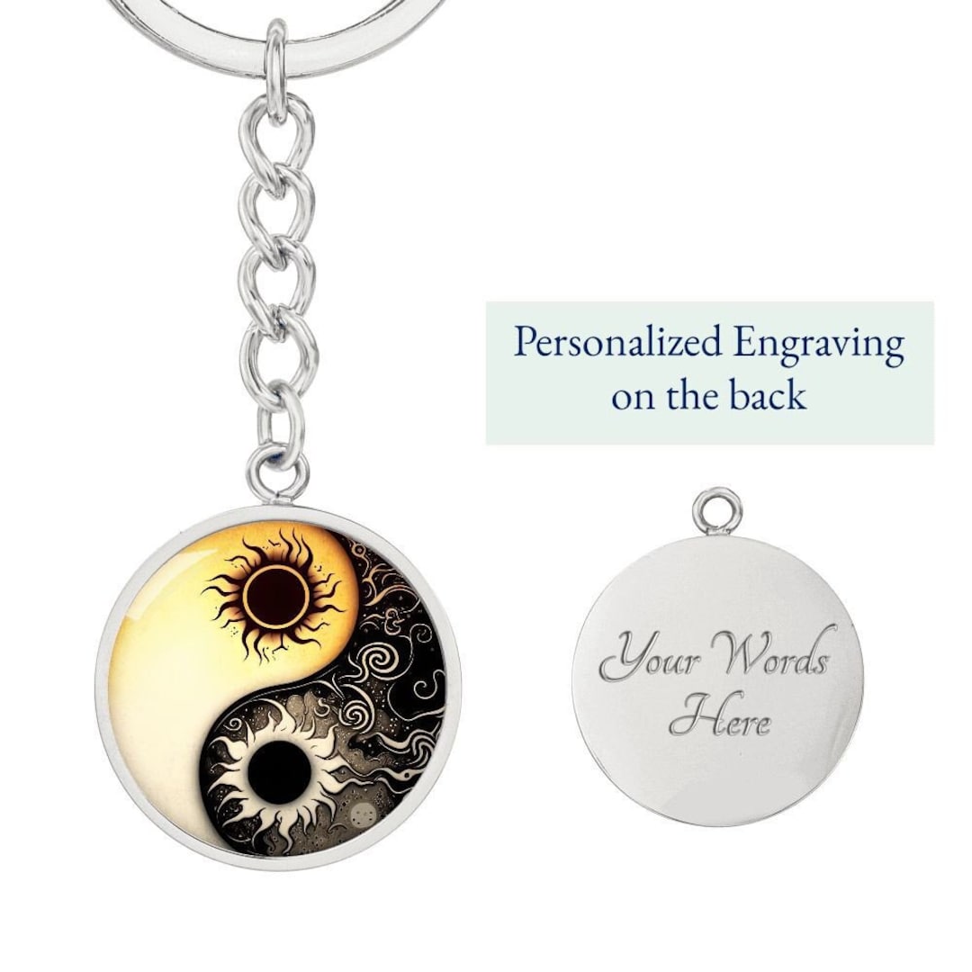 Handcrafted Yin Yang Keychain With Sun and Moon Design - Etsy