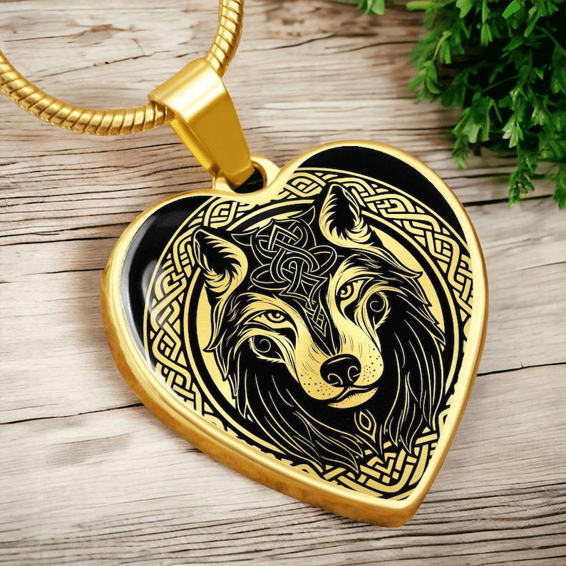 Engraved Silver Wolf Necklace Celtic Jewelry Gift for Her, Personalized Fenrir Celtic Knot Charm ...