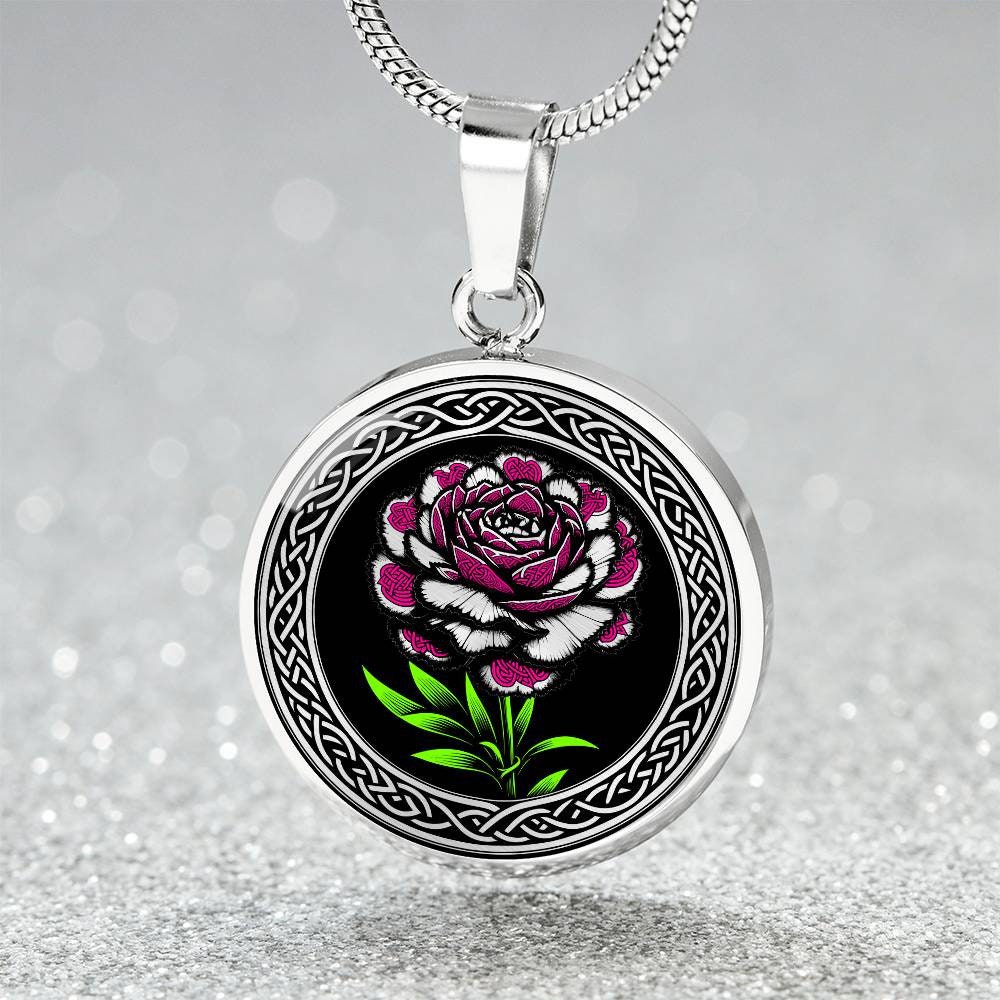 Celtic Carnation Birth Flower Necklace, Birthflower Necklace, Birth ...