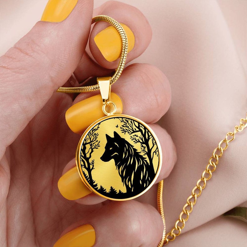 Silver Wolf Necklace, Gold Wolf Pendant Necklace, Wolf Native American ...