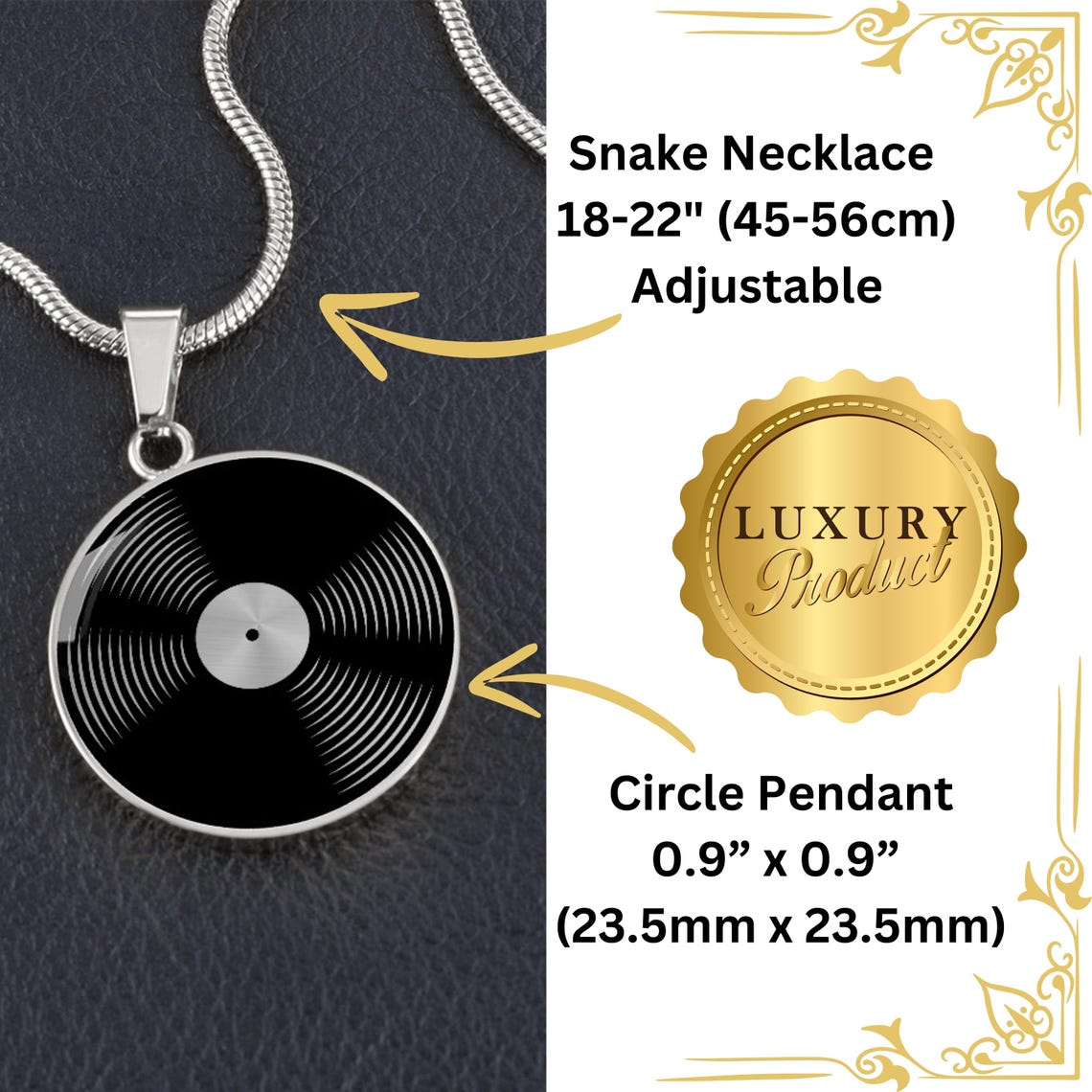 Custom Vinyl Record Necklace, Personalized Music Theme Jewelry, Gold ...