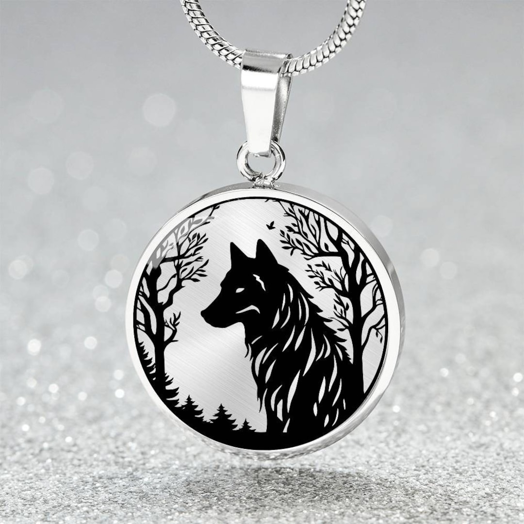 Silver Wolf Necklace, Gold Wolf Pendant Necklace, Wolf Native American ...