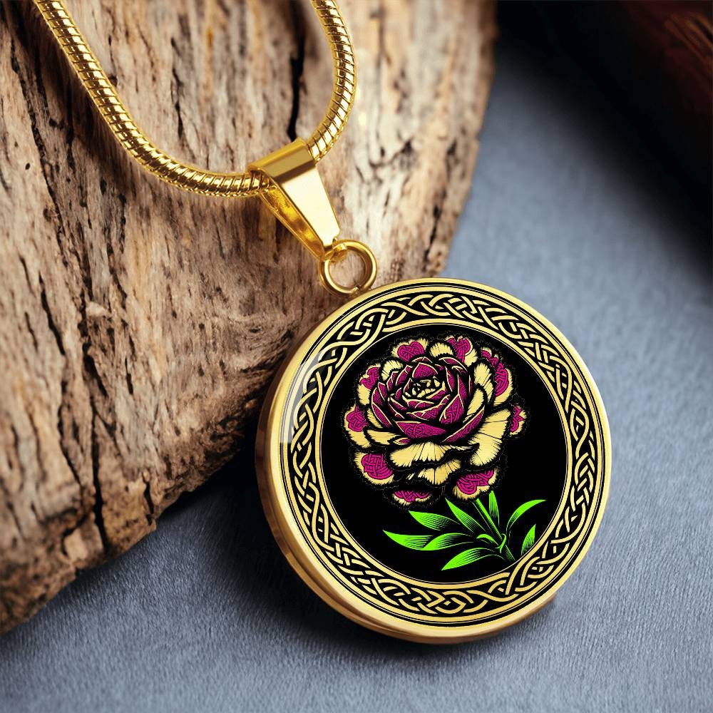 Celtic Carnation Birth Flower Necklace, Birthflower Necklace, Birth ...